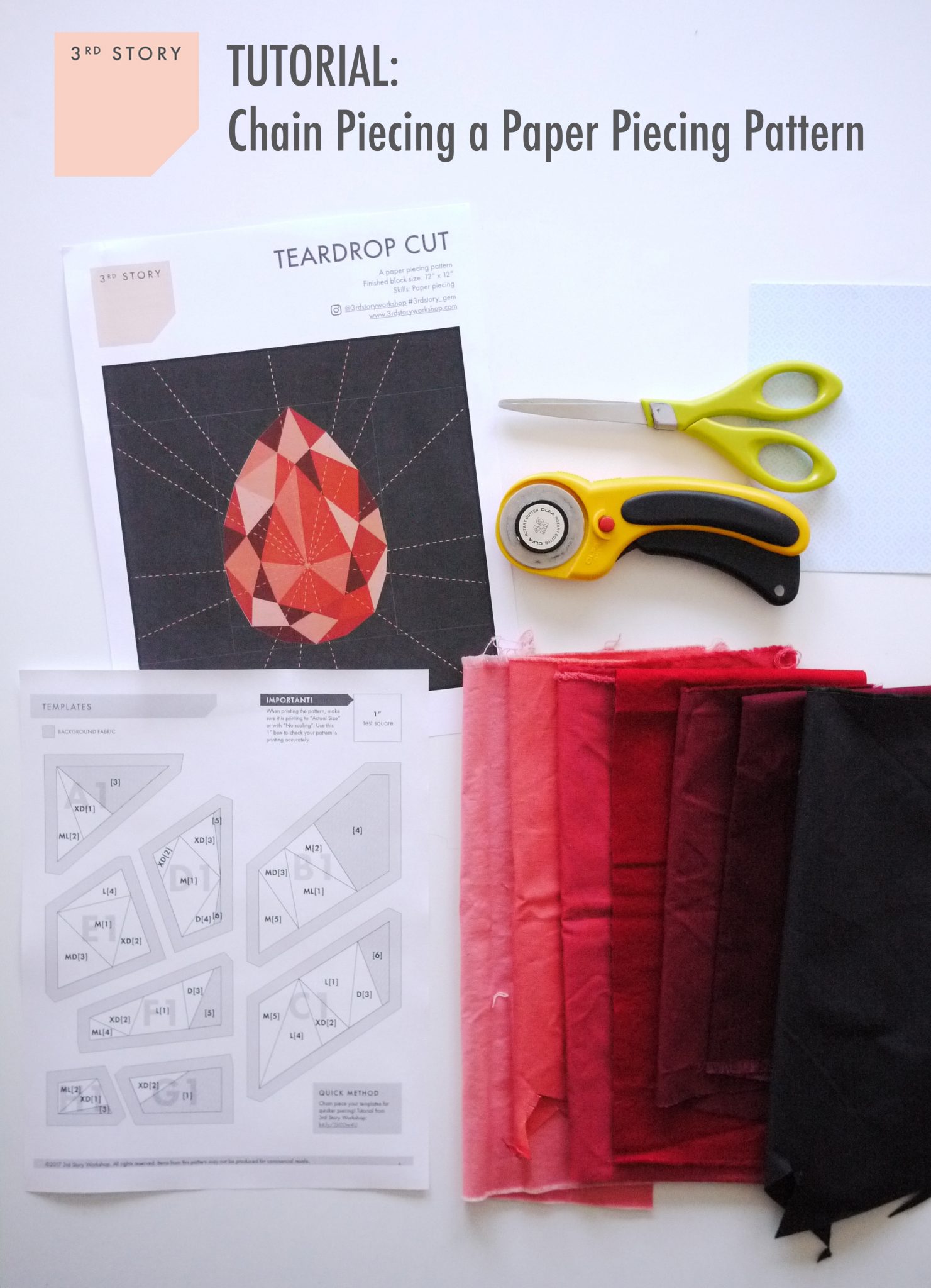 Tutorial: Chain Piecing a Paper Piecing Pattern | 3rd Story Workshop